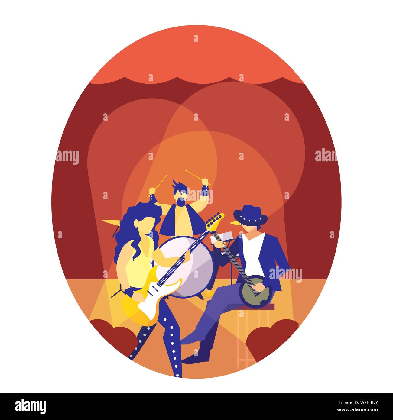 two male musicians playing musical instruments vector illustration ...