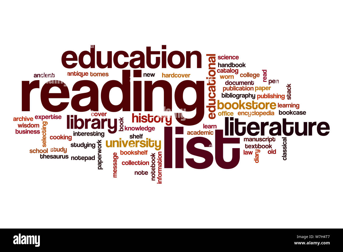 Reading list word cloud Stock Photo - Alamy