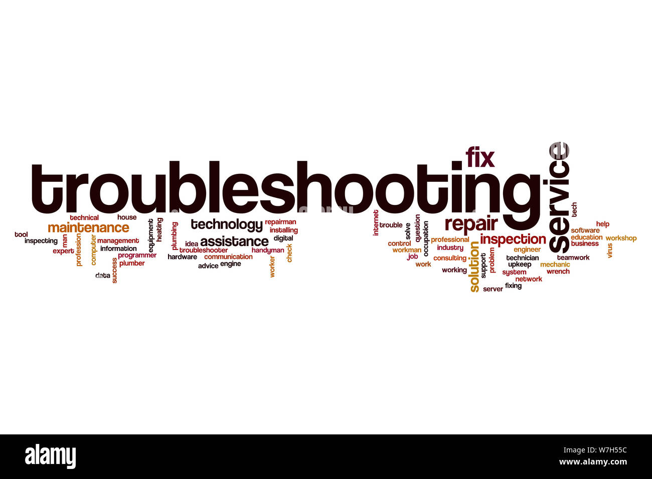 Troubleshooting word cloud concept Stock Photo - Alamy