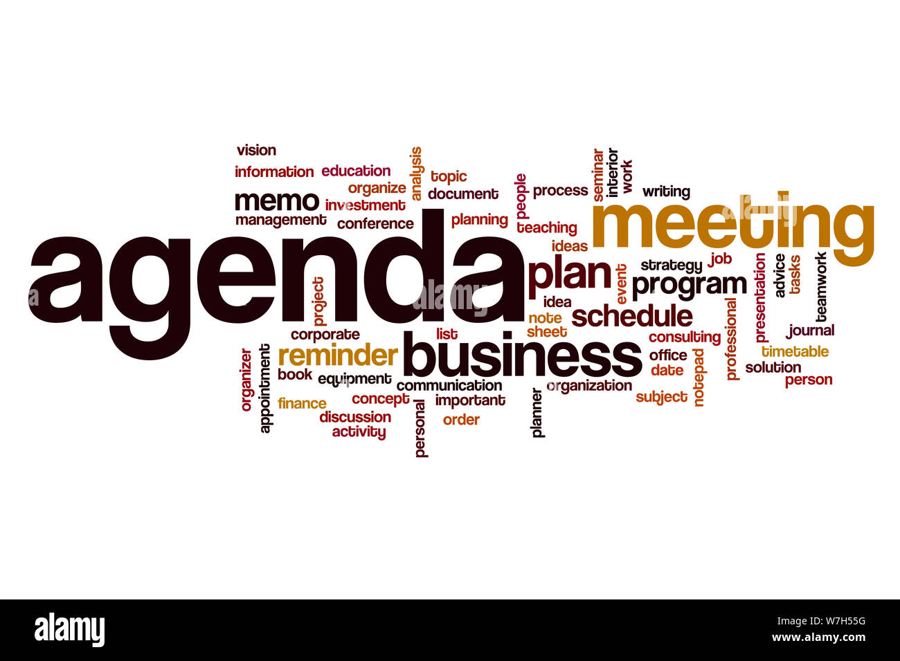 Agenda word cloud concept Stock Photo - Alamy