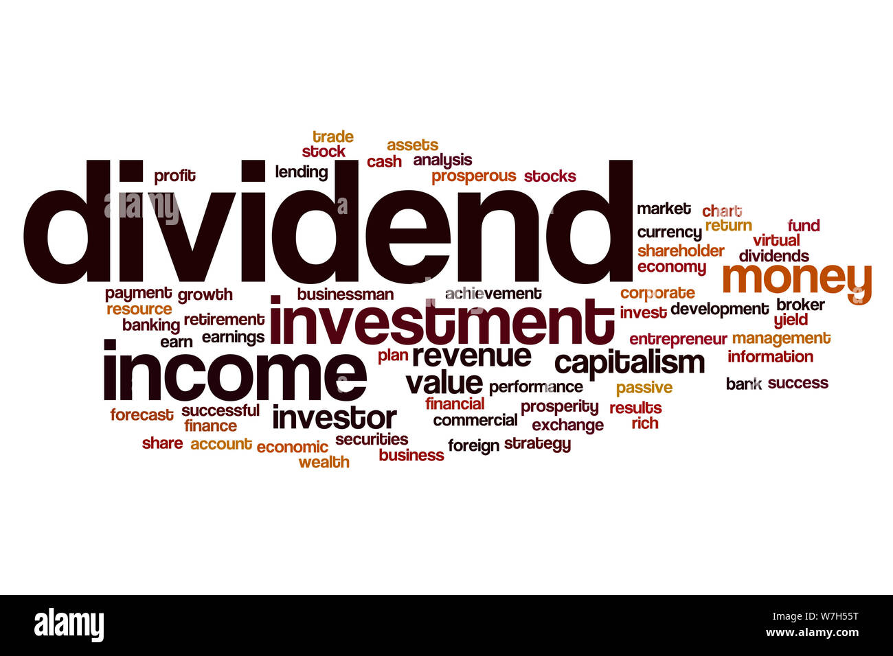 Dividend word cloud concept Stock Photo - Alamy