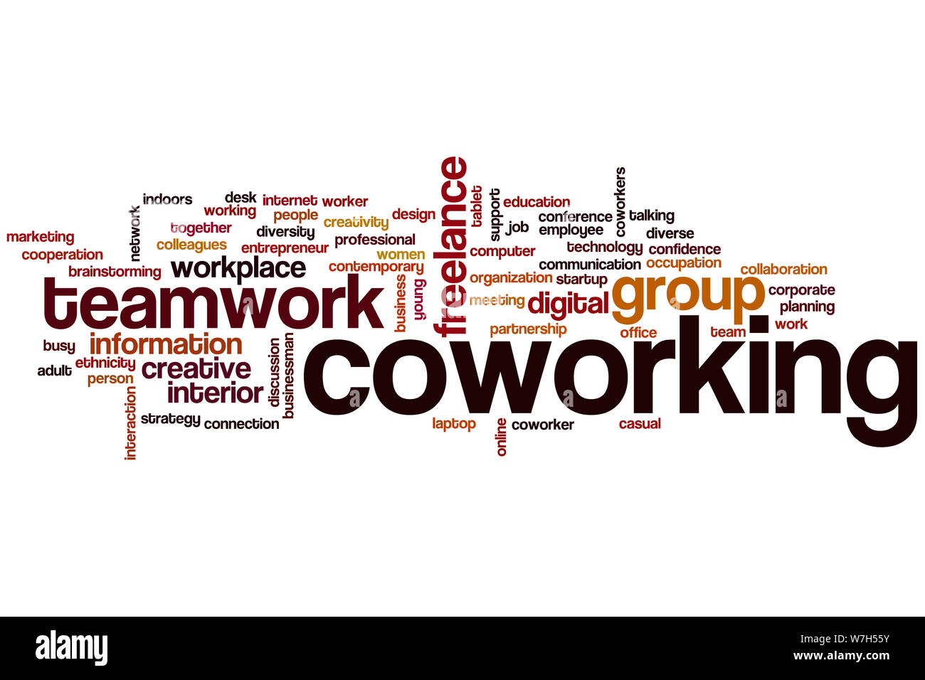 Coworking word cloud Stock Photo - Alamy