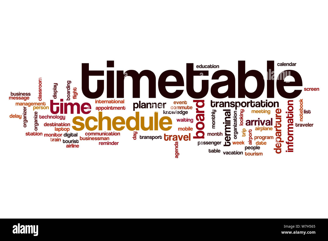 Timetable word cloud concept Stock Photo - Alamy