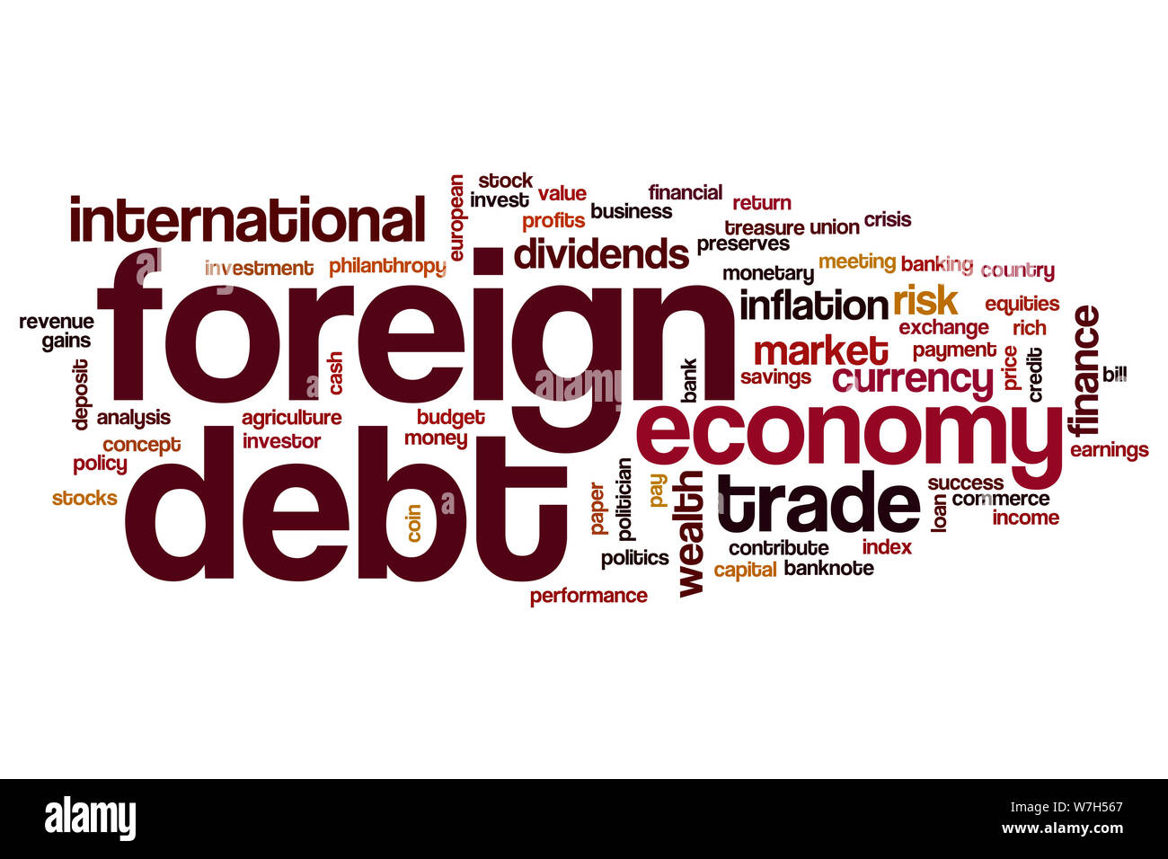 Foreign debt word cloud concept Stock Photo - Alamy