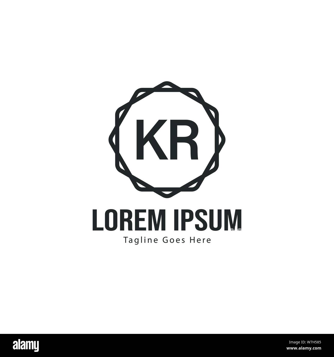 Initial KR logo template with modern frame. Minimalist KR letter logo ...