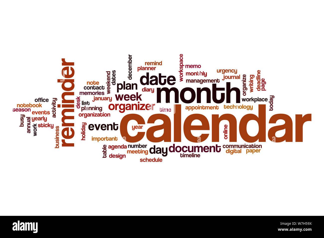 Calendar word cloud concept Stock Photo - Alamy