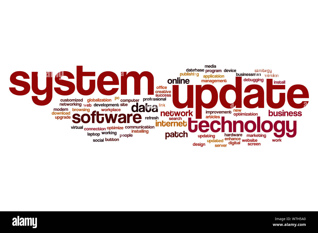 System update word cloud concept Stock Photo - Alamy