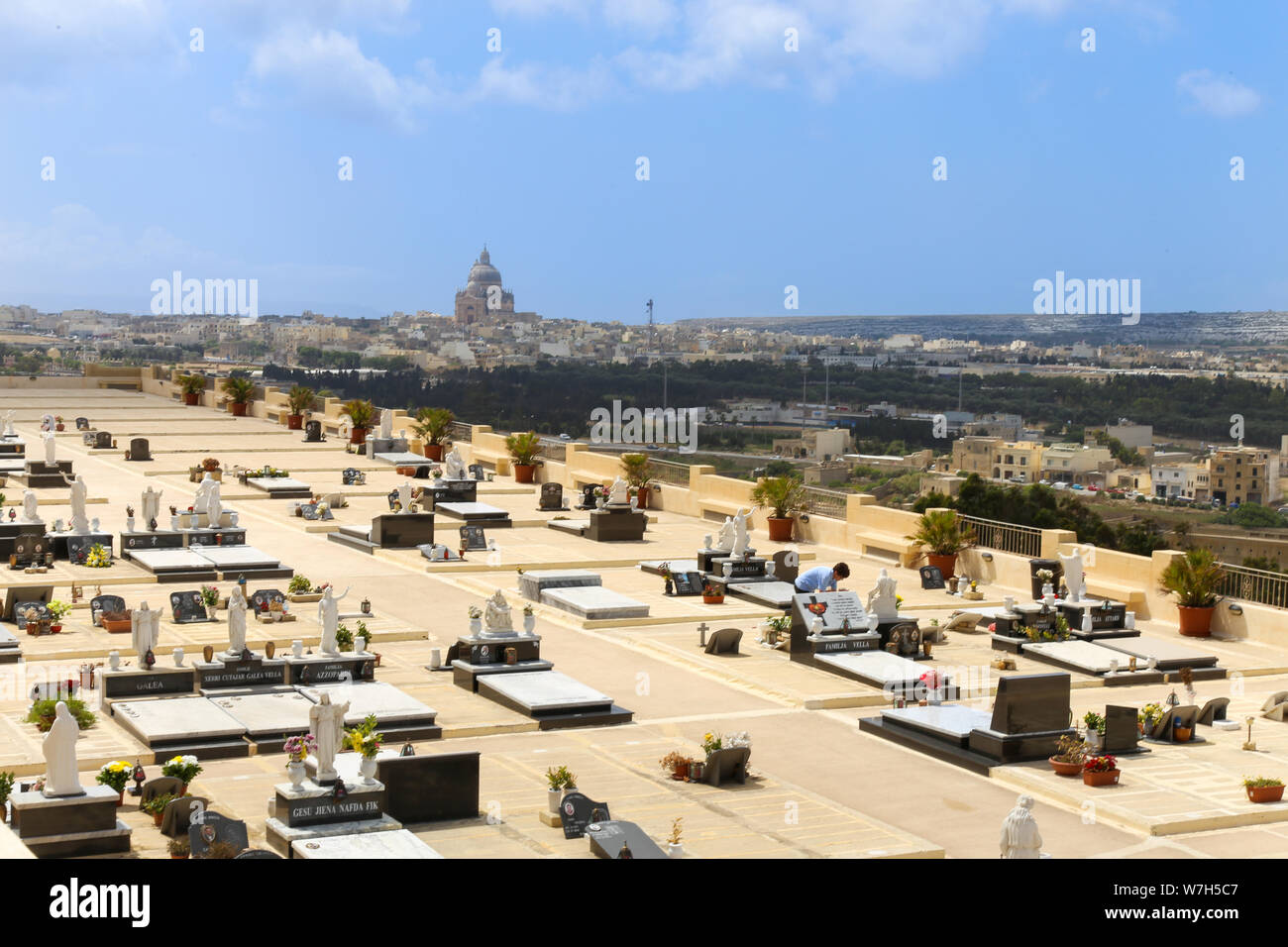 Graves in Xaghra Cemetery in Xaghra, Gozo and Comino Stock Photo - Alamy