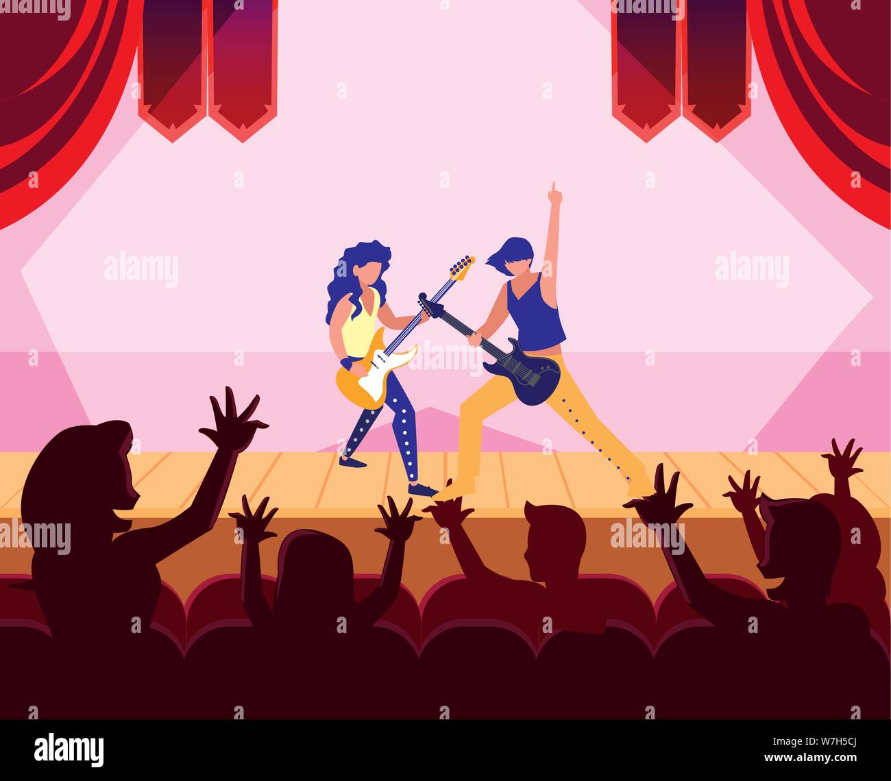 people musicians concert event with guitars vector illustration Stock ...