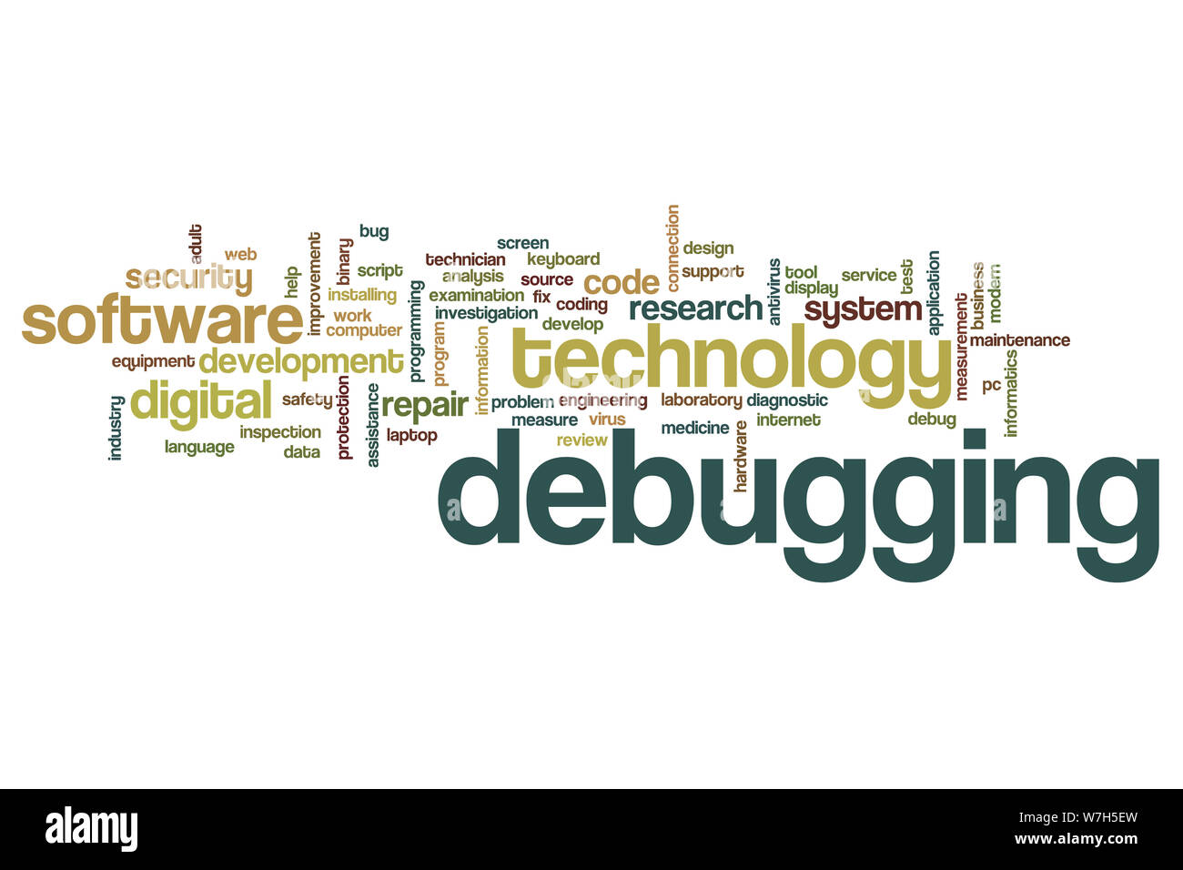 Debugging word cloud concept Stock Photo - Alamy