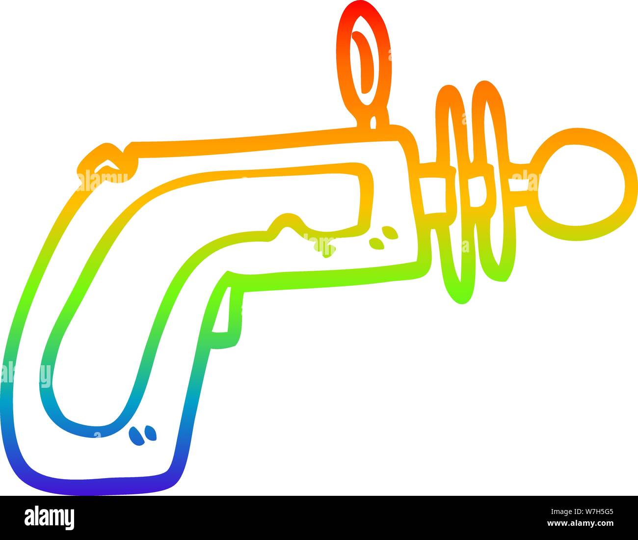 rainbow gradient line drawing of a cartoon ray gun Stock Vector Image ...