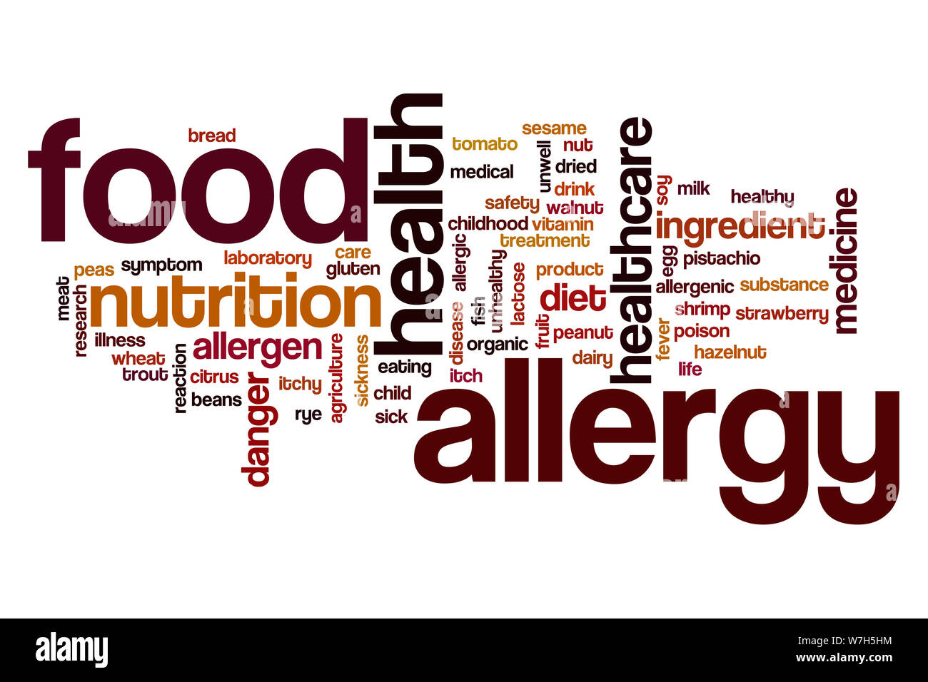 Food allergy word cloud concept Stock Photo - Alamy