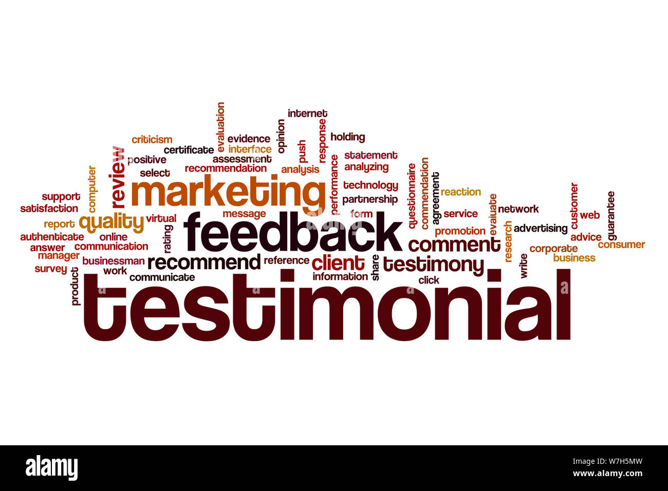 Testimonial word cloud concept Stock Photo - Alamy