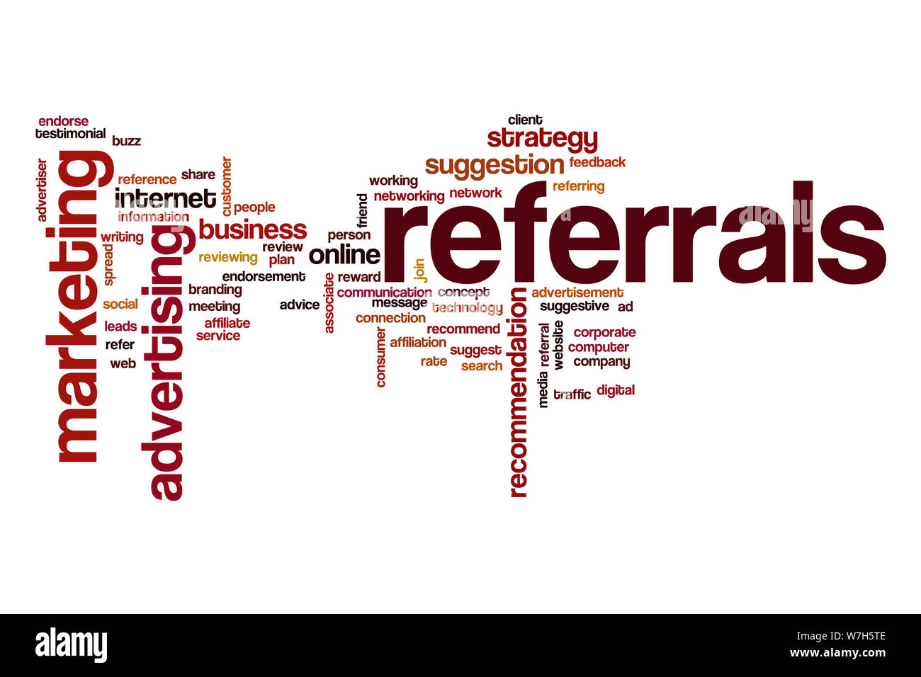 Referrals word cloud concept Stock Photo - Alamy