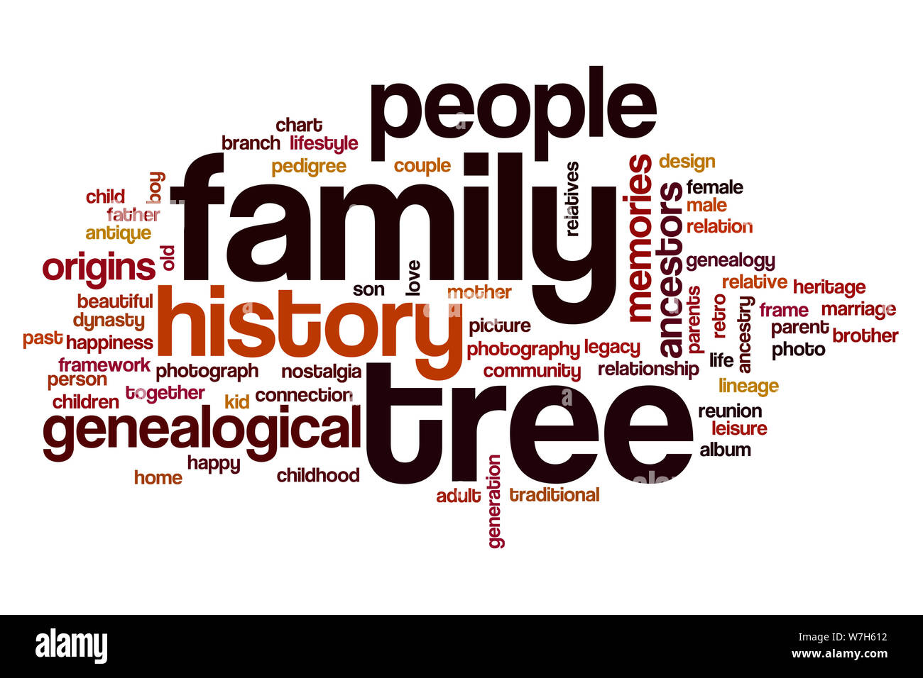Family tree word cloud concept Stock Photo - Alamy