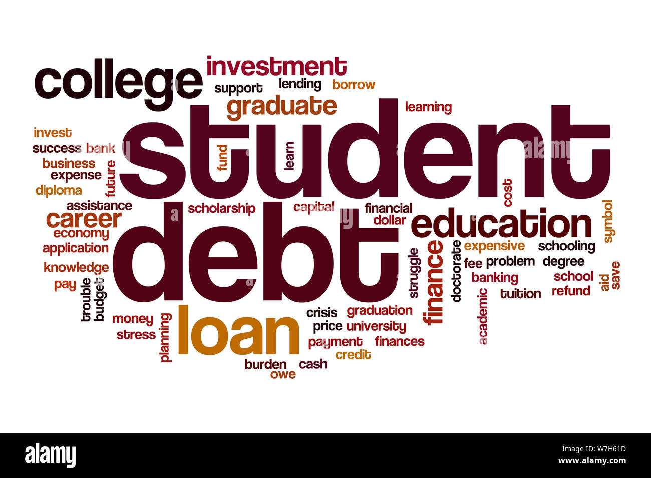 Student debt word cloud concept Stock Photo - Alamy