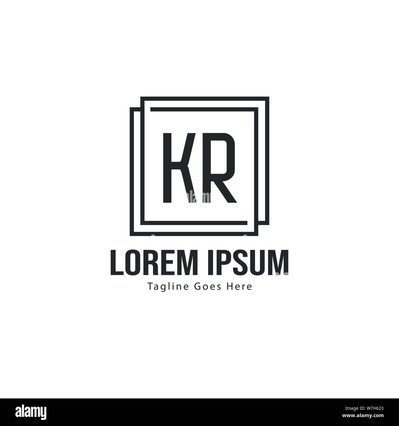 Initial KR logo template with modern frame. Minimalist KR letter logo ...