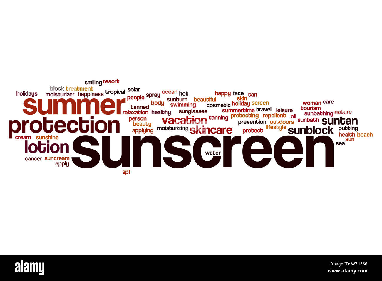 Sunscreen word cloud concept Stock Photo - Alamy