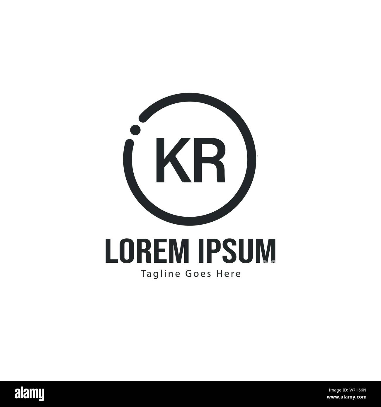 Initial KR logo template with modern frame. Minimalist KR letter logo ...
