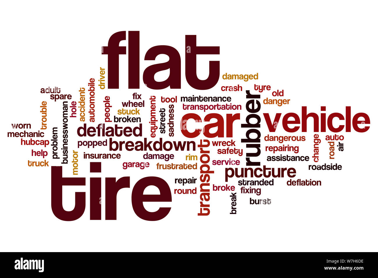 Flat tire word cloud concept Stock Photo - Alamy