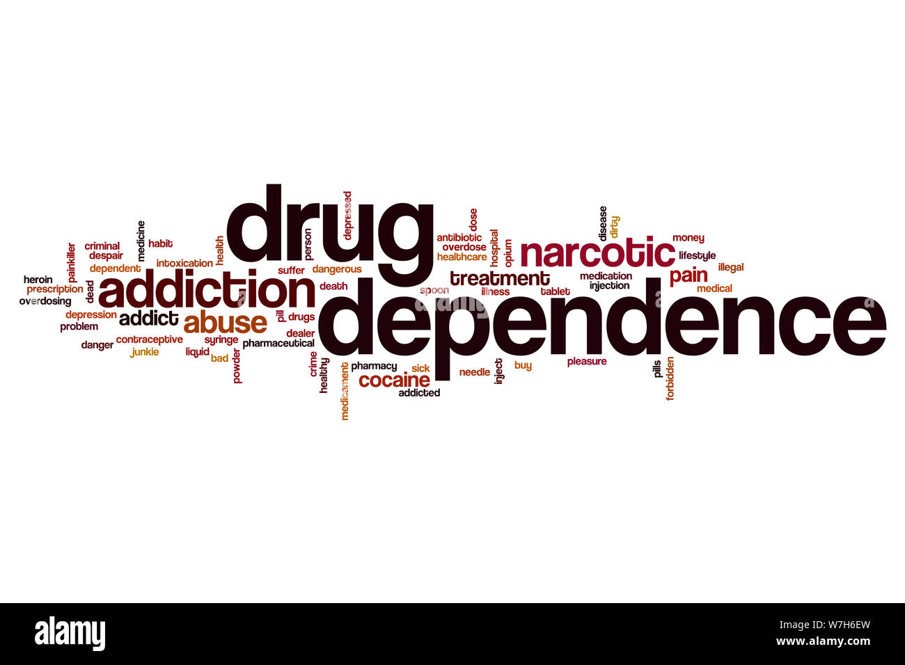 Drug dependence word cloud concept Stock Photo - Alamy