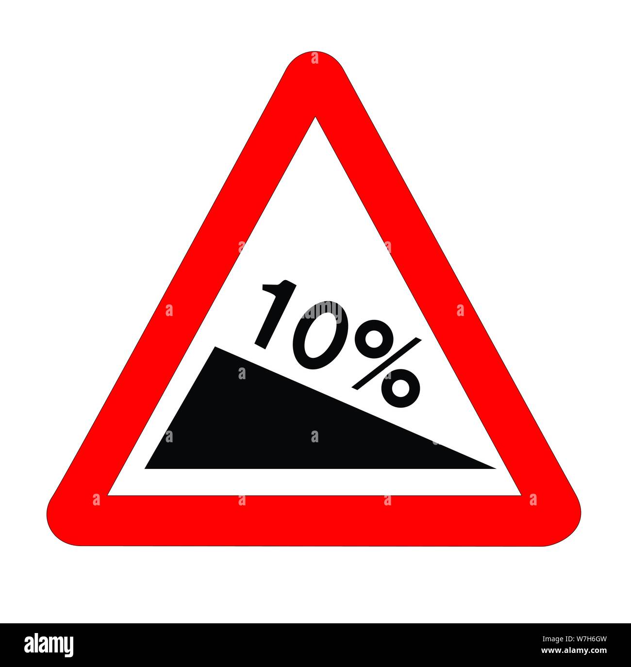 The traditional '10% INCLINE' triangle, traffic sign isolated on a white background Stock Vector ...