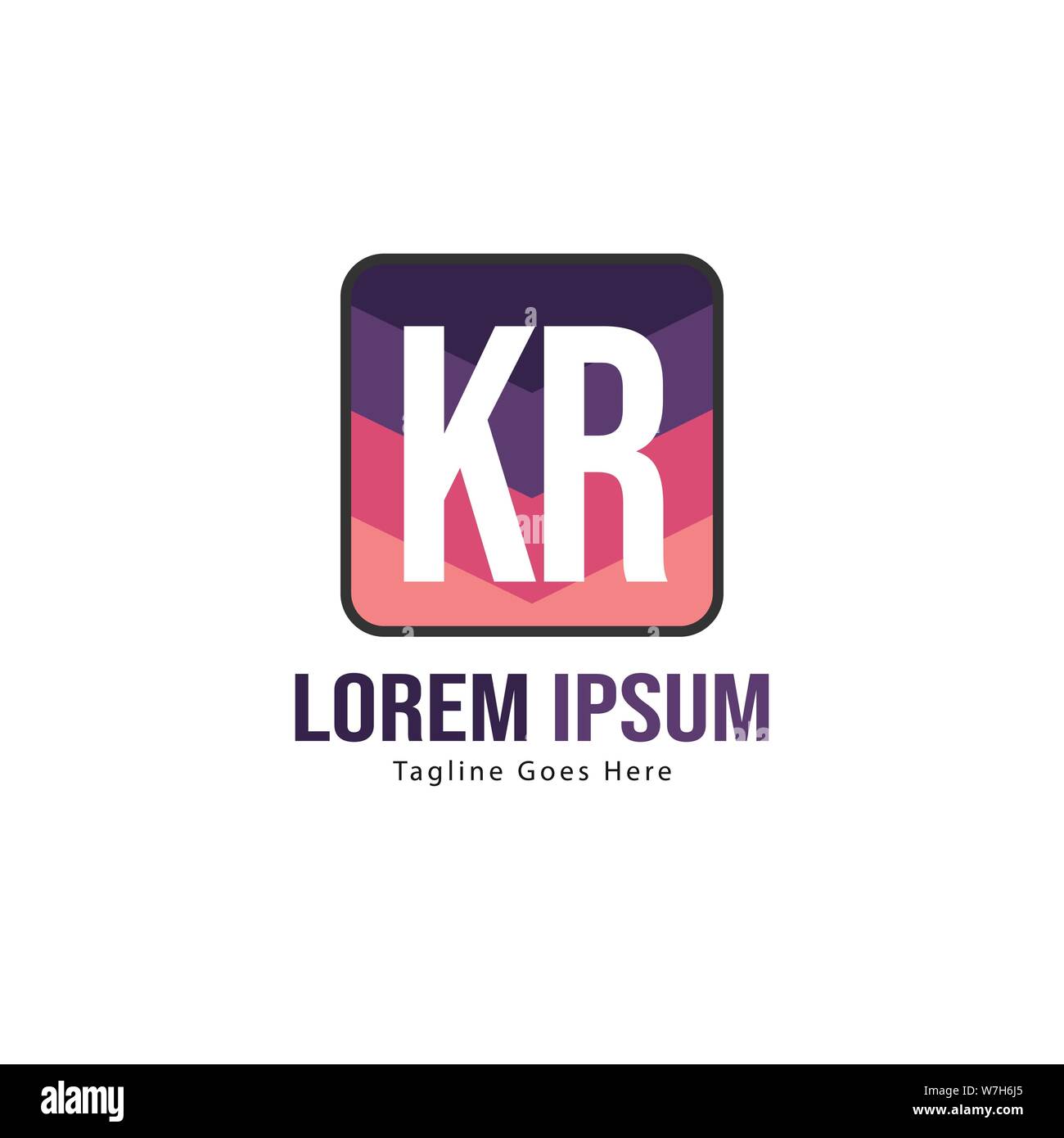 Initial KR logo template with modern frame. Minimalist KR letter logo ...