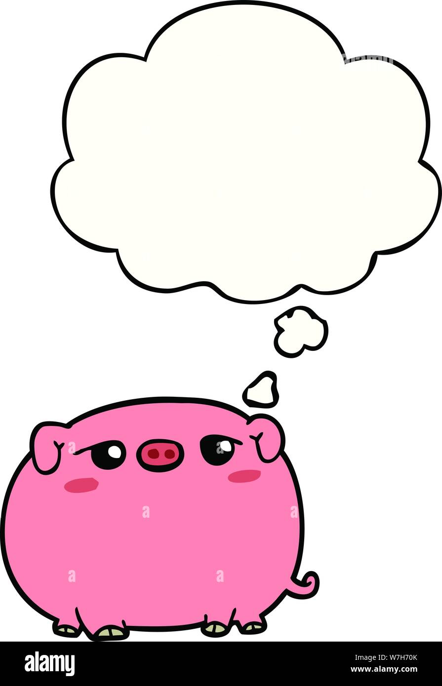 cute cartoon pig with thought bubble Stock Vector Image & Art - Alamy