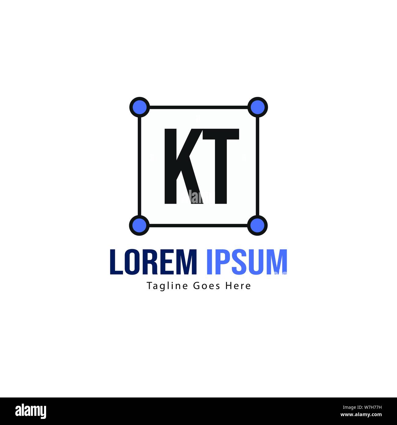 Initial KT logo template with modern frame. Minimalist KT letter logo ...
