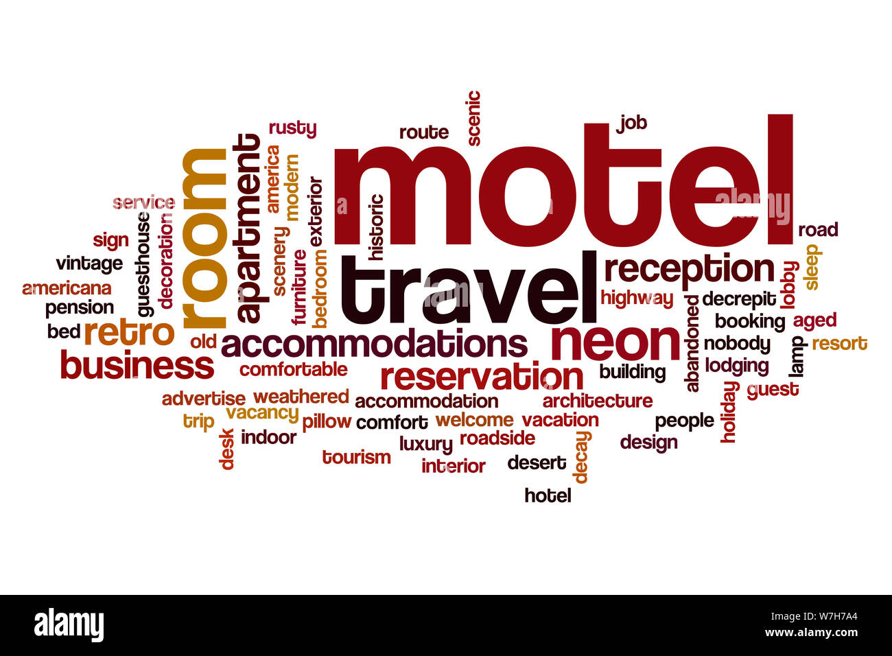Motel word cloud concept Stock Photo - Alamy