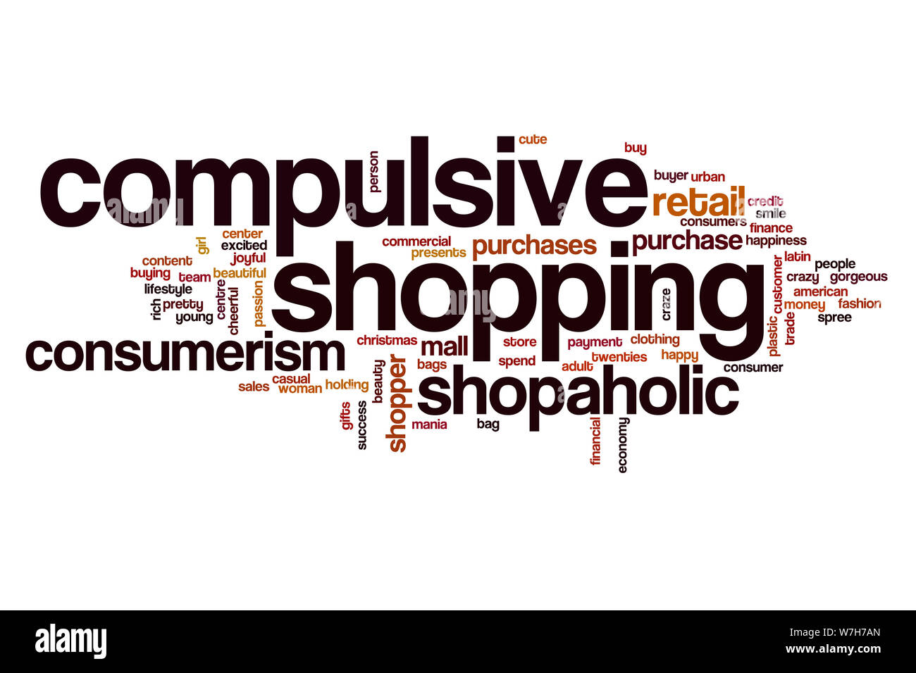 Compulsive shopping word cloud concept Stock Photo - Alamy