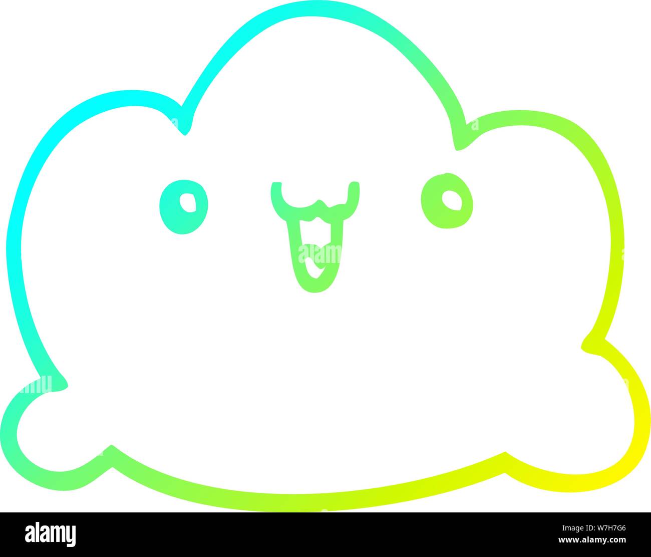 cold gradient line drawing of a cartoon cloud Stock Vector Image & Art ...