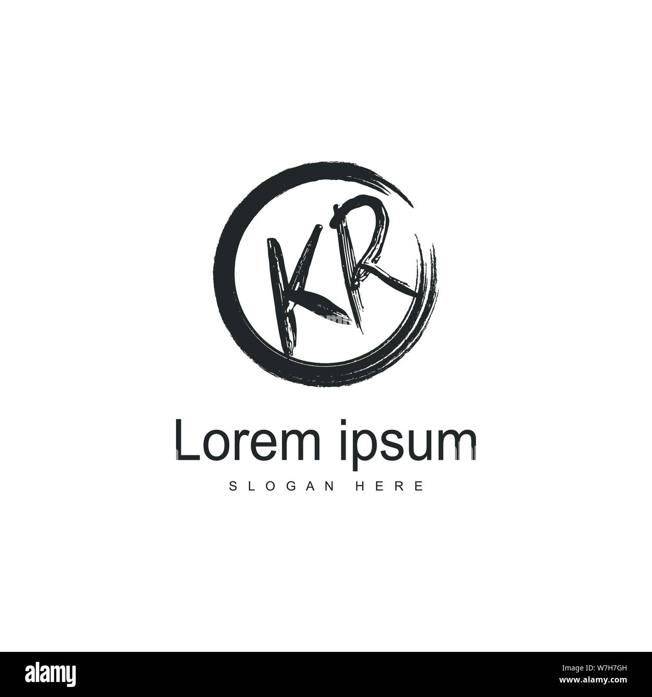 Initial KR logo template with modern frame. Minimalist KR letter logo ...