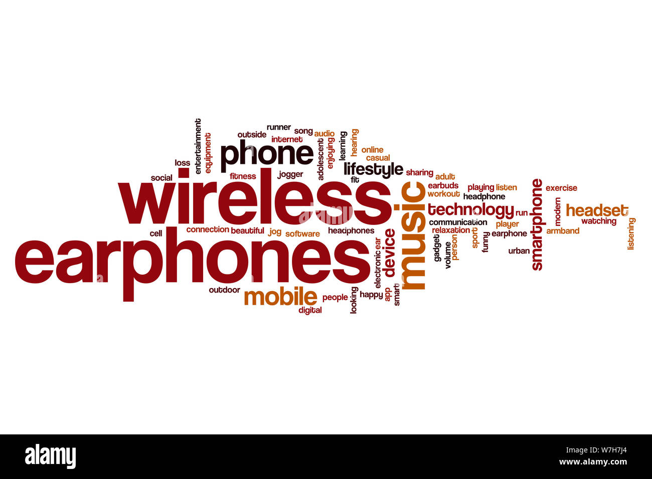 Wireless earphones word cloud concept Stock Photo - Alamy
