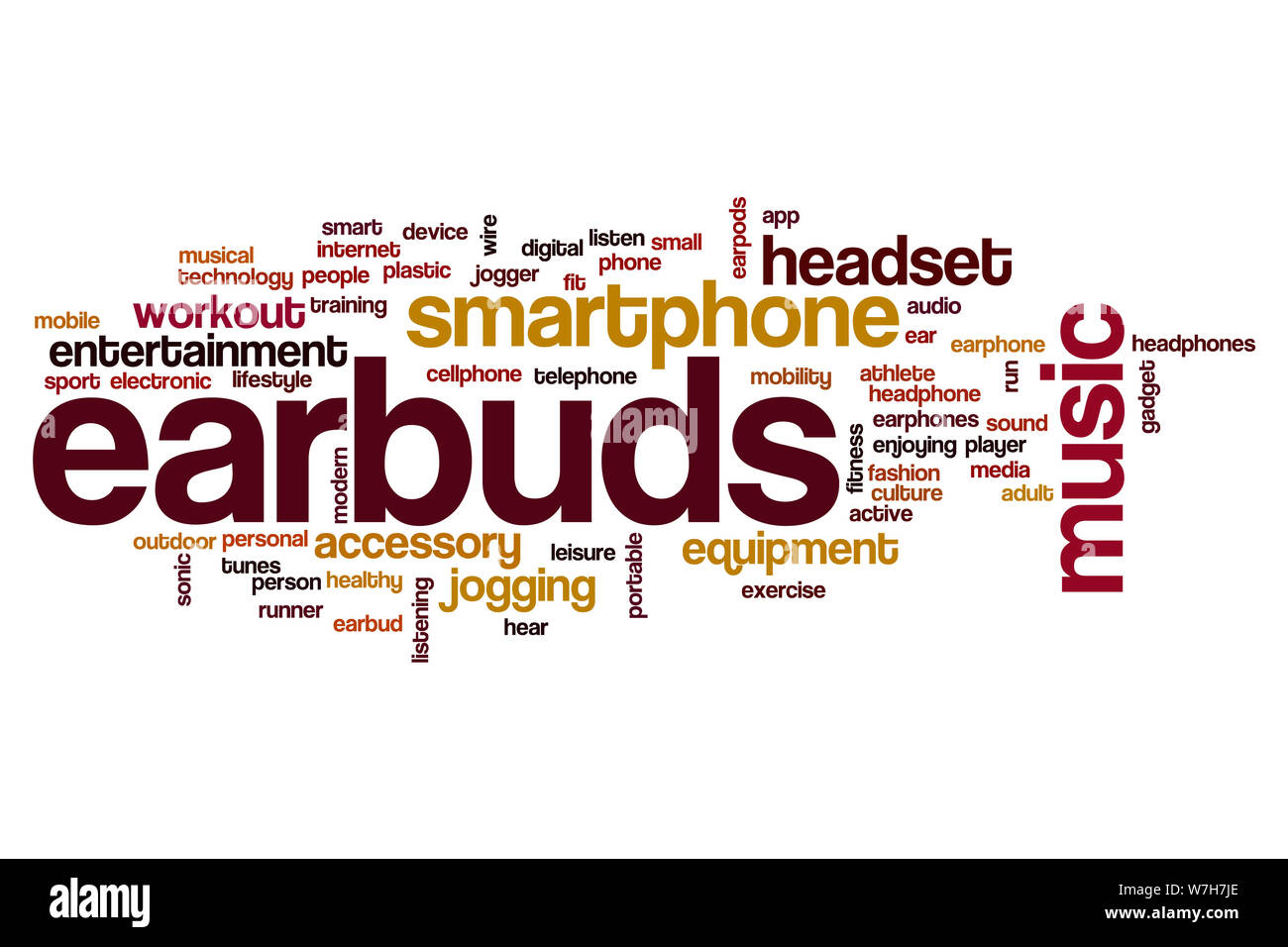 Earbuds word cloud concept Stock Photo - Alamy