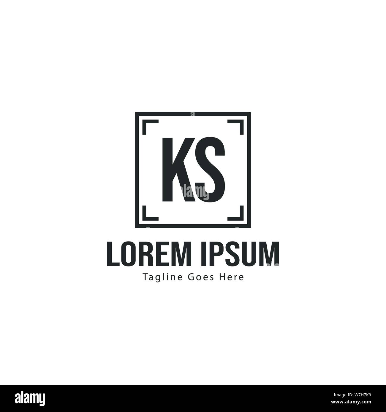 Initial KS logo template with modern frame. Minimalist KS letter logo ...
