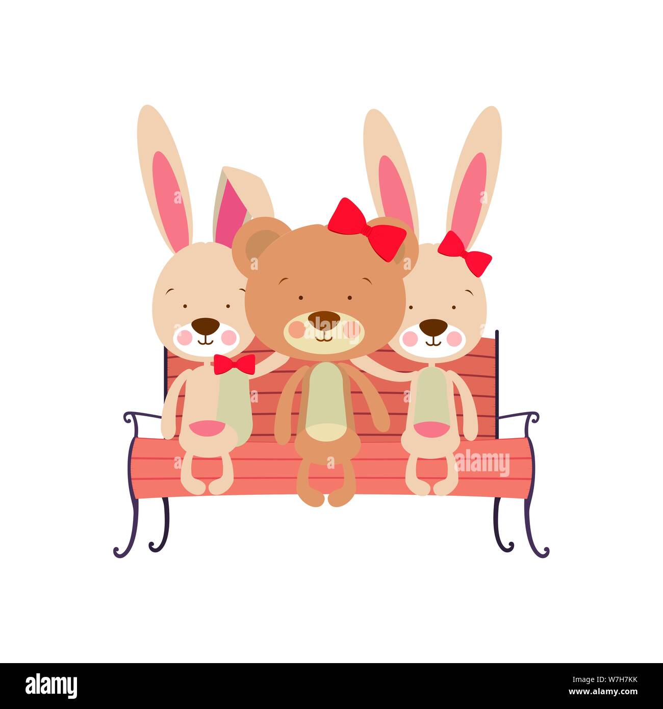 cute animals sitting in the park chair Stock Vector Image & Art - Alamy