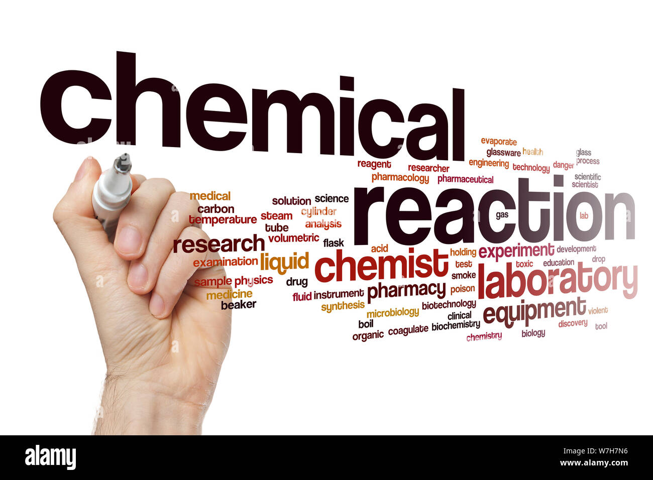 Chemical reaction word cloud Stock Photo - Alamy