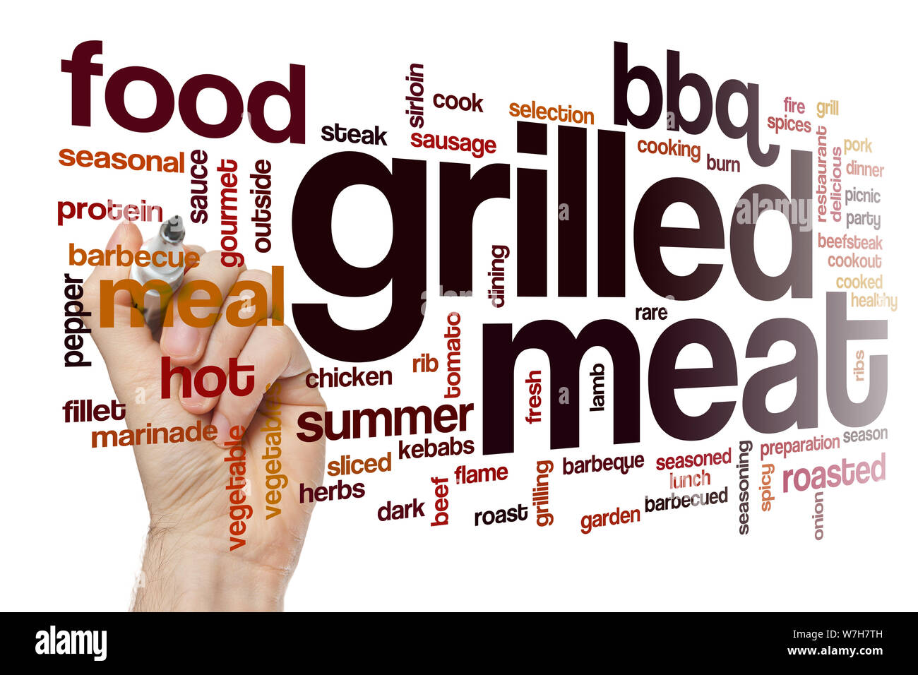 Grilled meat word cloud Stock Photo - Alamy