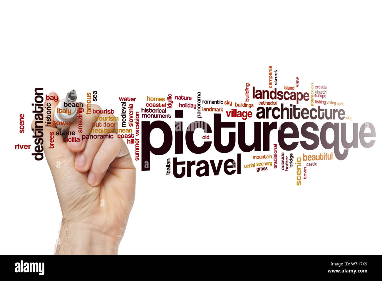 Picturesque word cloud concept Stock Photo - Alamy