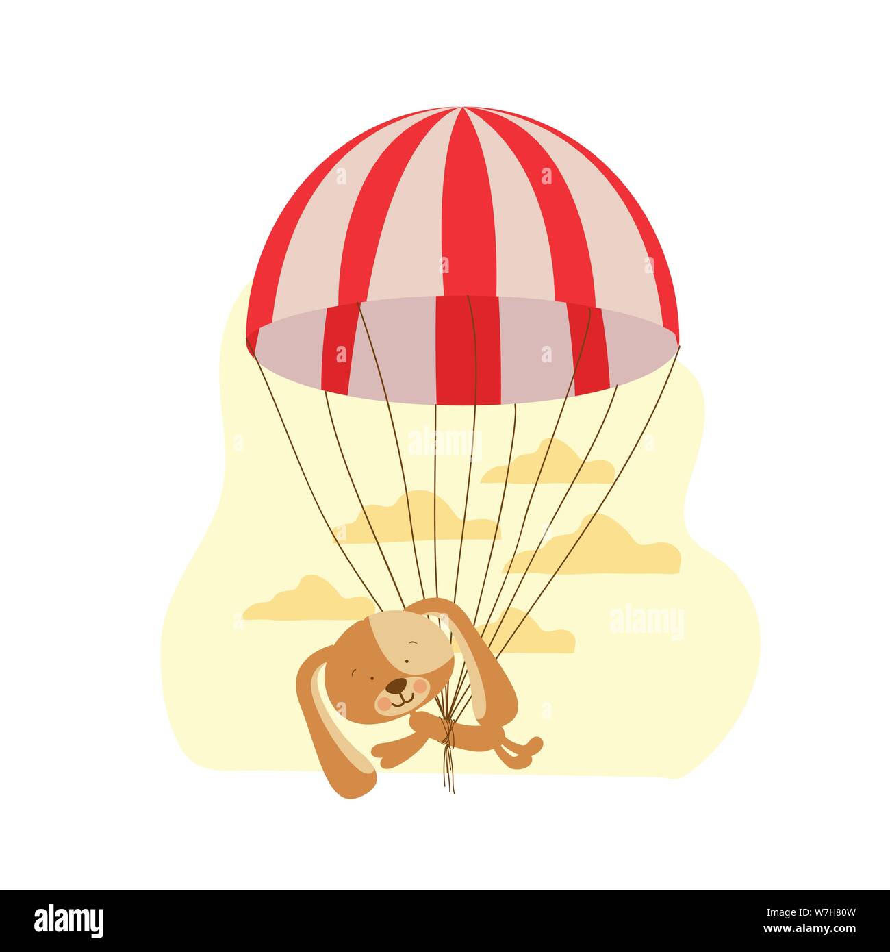 cute puppy with parachute and background clouds Stock Vector Image ...