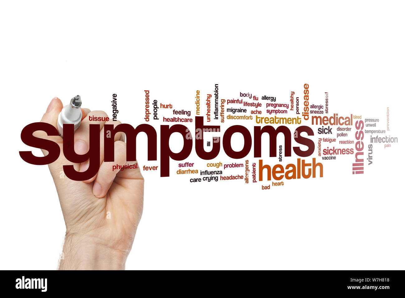 Symptoms word cloud concept Stock Photo - Alamy