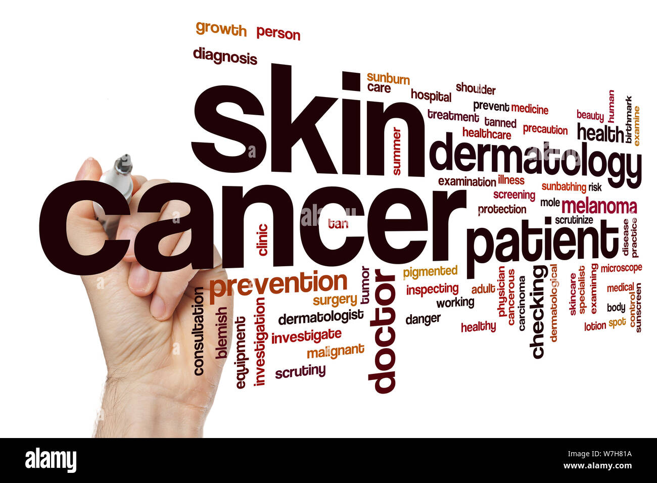 Skin cancer word cloud concept Stock Photo - Alamy