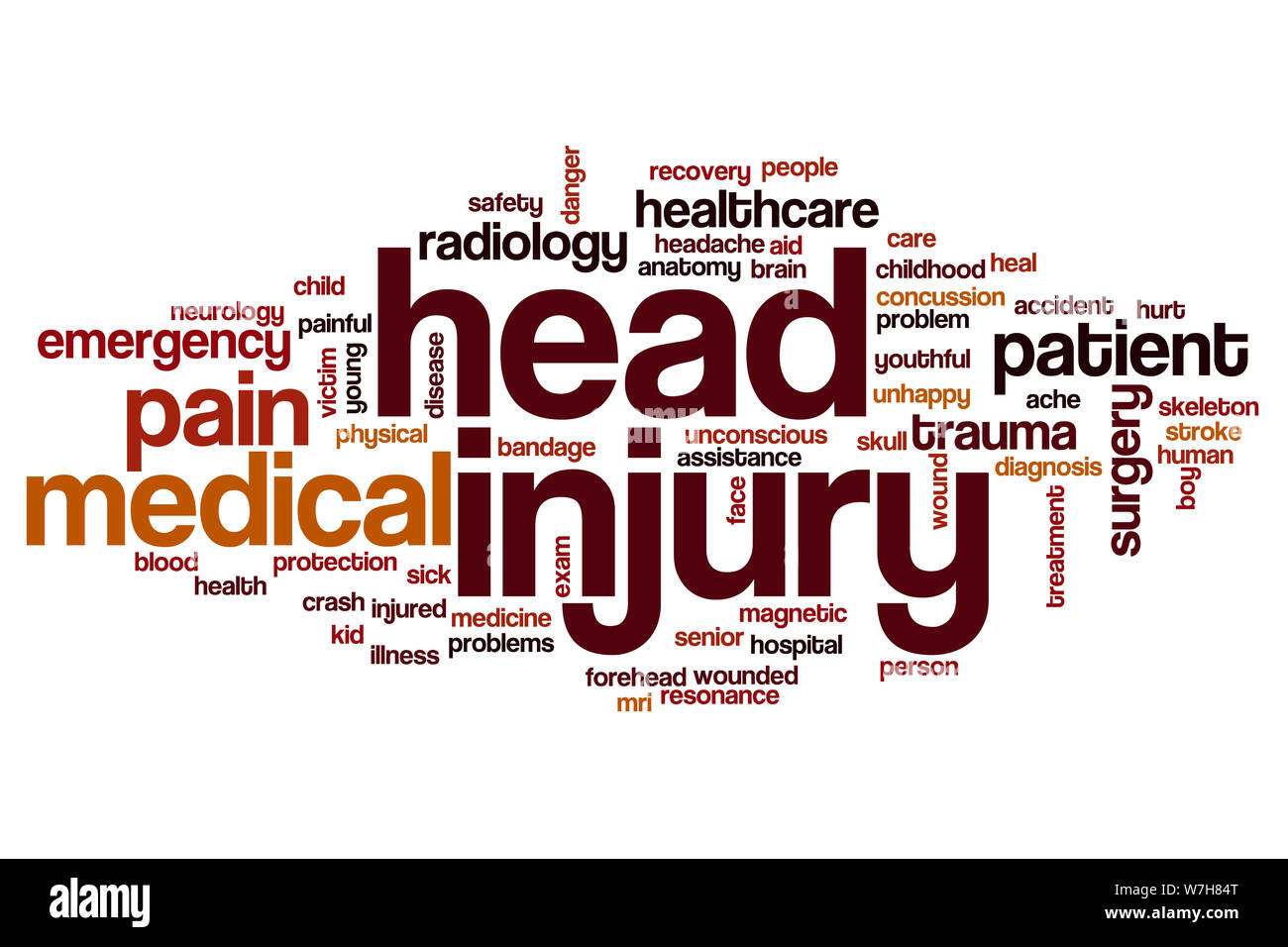 Head injury word cloud concept Stock Photo - Alamy