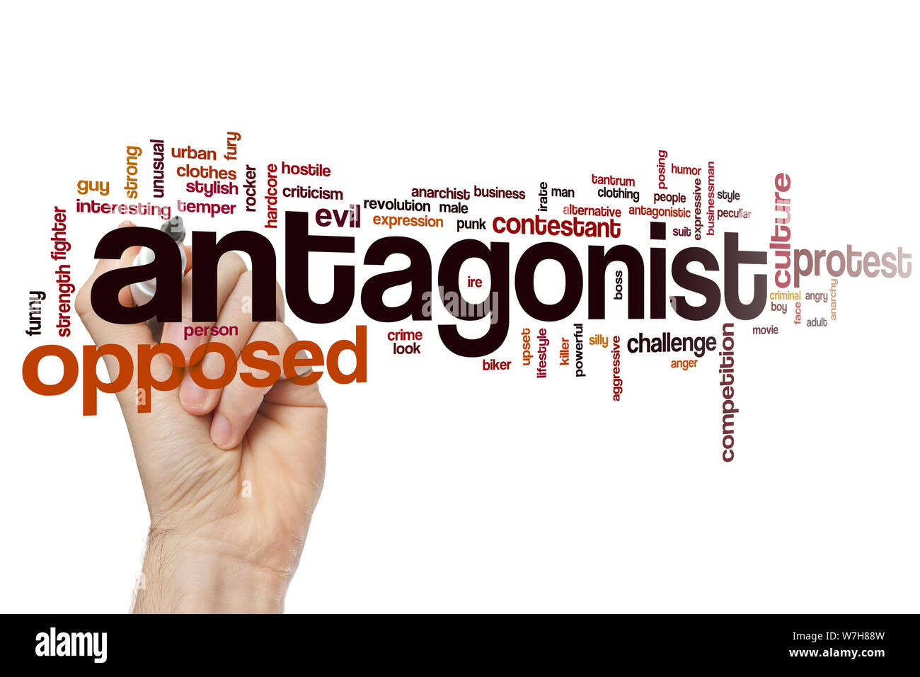 Antagonist word cloud concept Stock Photo - Alamy