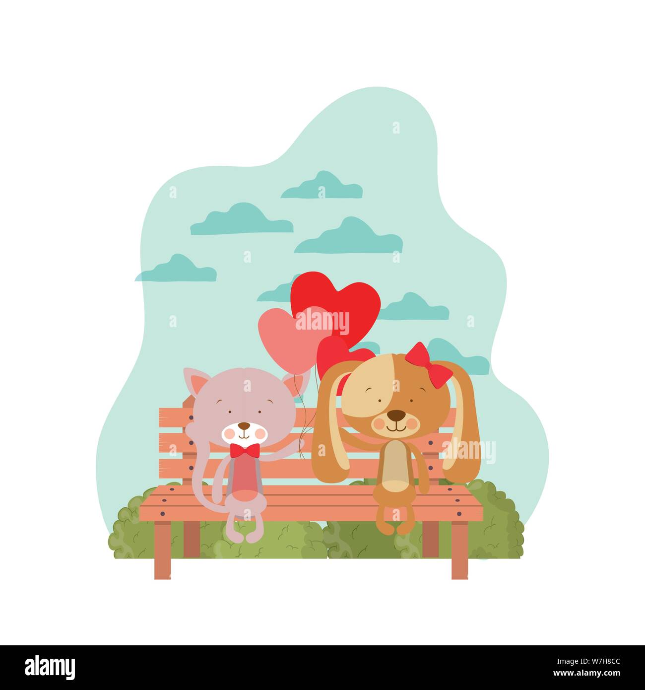 cute animals sitting in the park chair Stock Vector Image & Art - Alamy