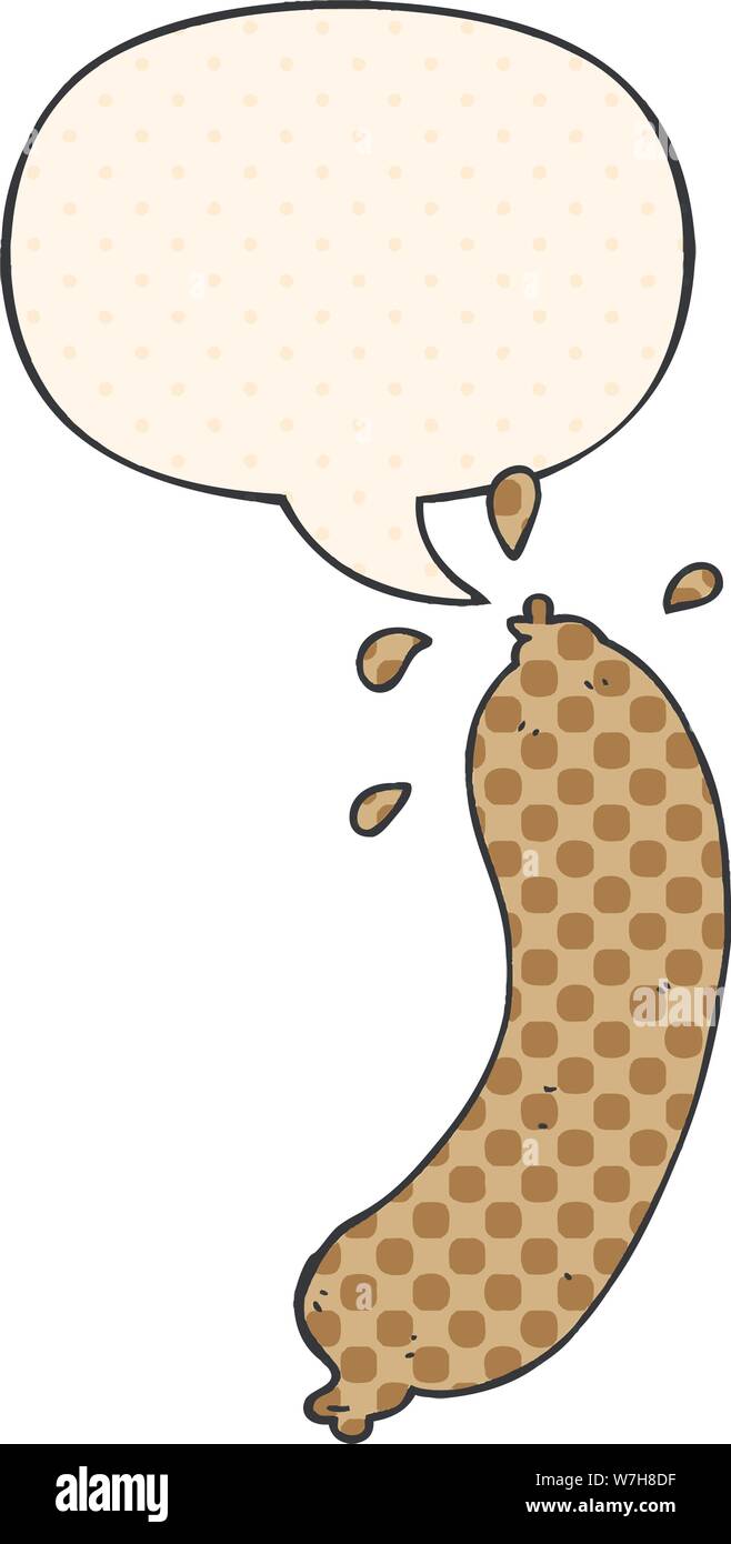 cartoon sausage with speech bubble in comic book style Stock Vector ...