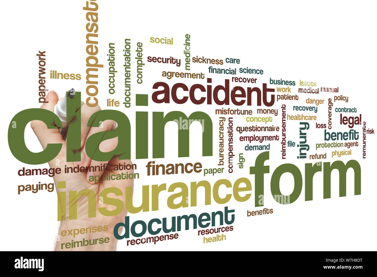 Claim form word cloud concept Stock Photo - Alamy