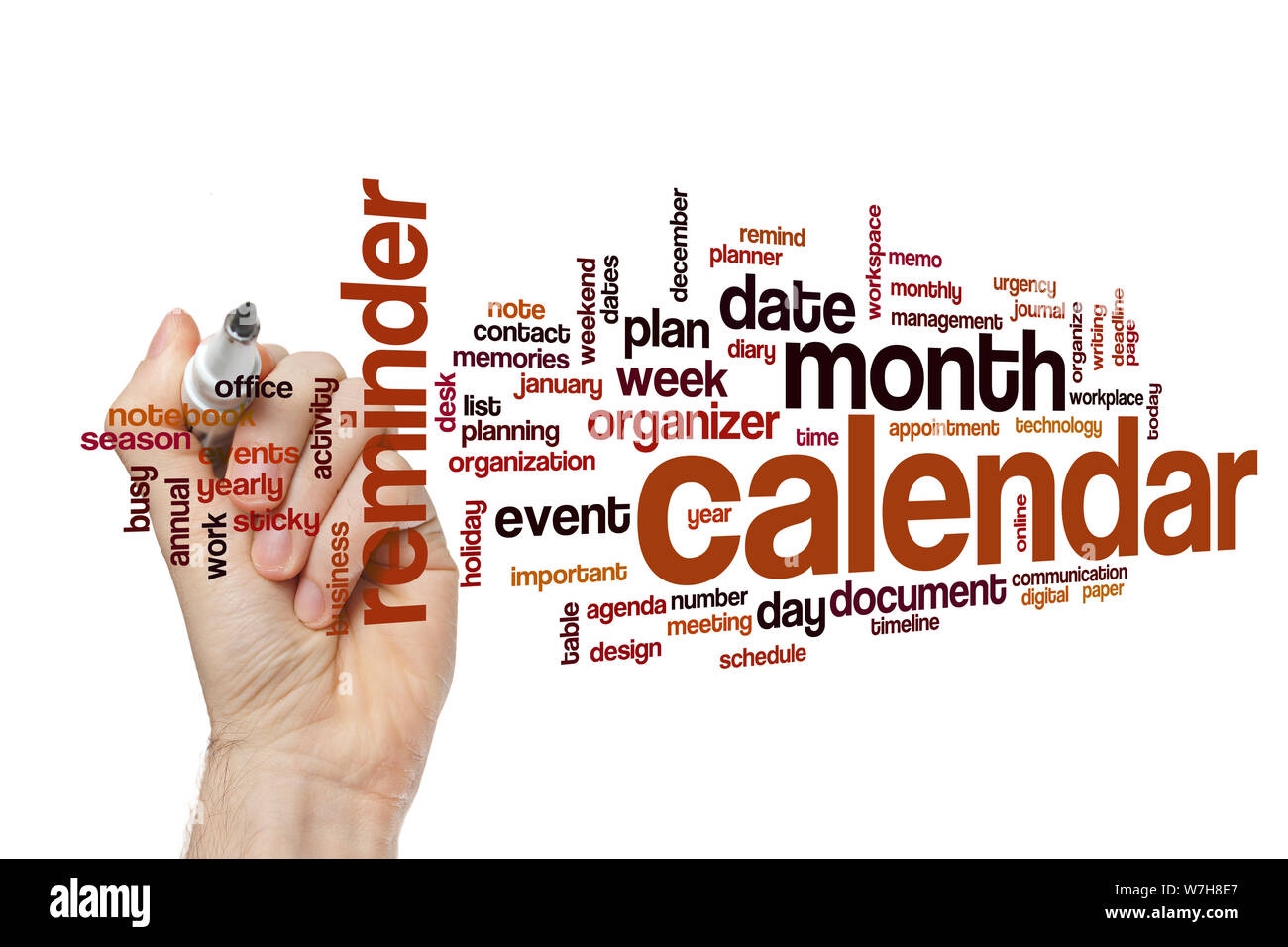 Calendar word cloud concept Stock Photo - Alamy
