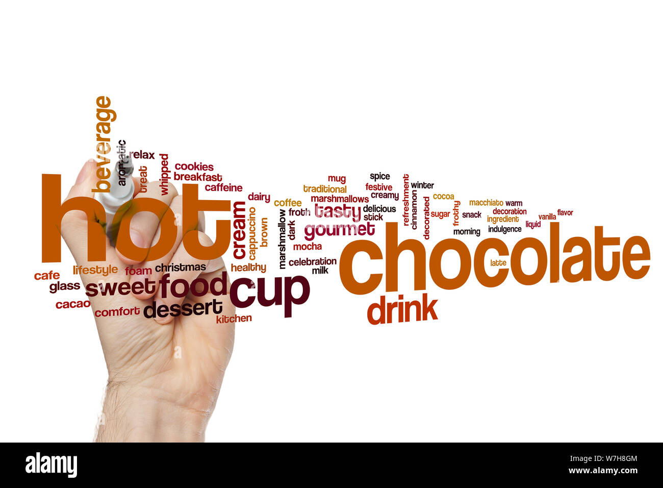 Hot chocolate word cloud concept Stock Photo - Alamy